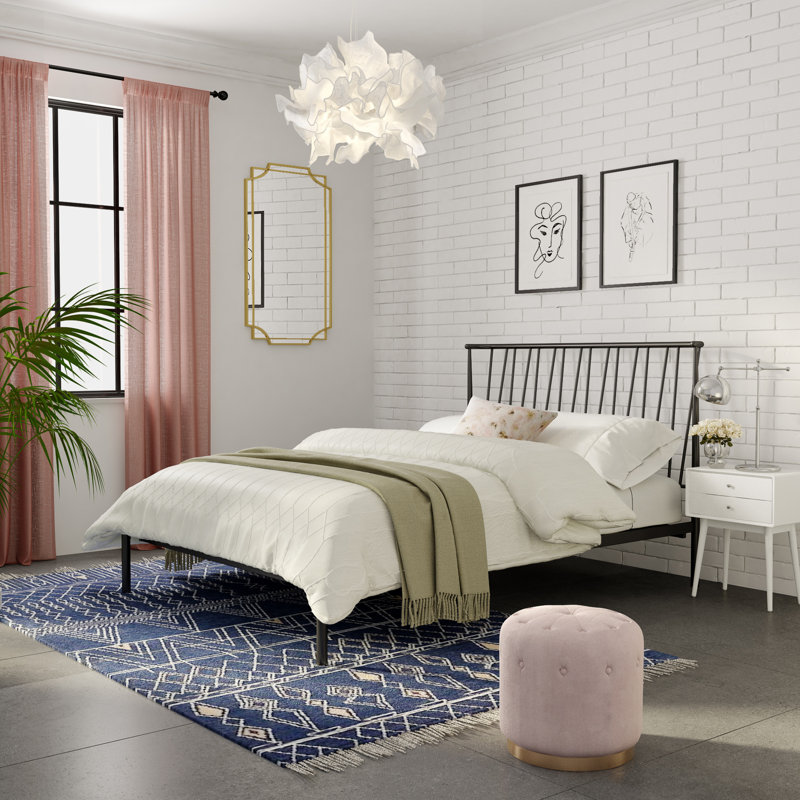 Curved black metal bed frame store